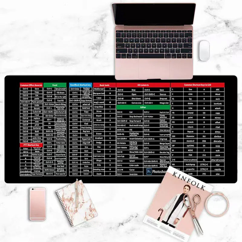 Quick Key Super Large Anti-slip Keyboard Pad - with Office Software Sh ...